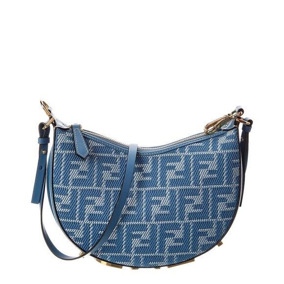 Fendi | Bags | Fendi Fendigraphy Mini Ff Jacquard Leather Hobo Bag Blue ...